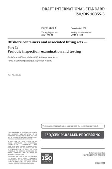 ISO/DIS 10855-3:2024 - Offshore containers and associated lifting sets ...