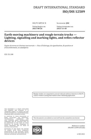 ISO/DIS 12509:2021 - Earth-moving machinery and rough-terrain trucks ...