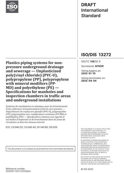 ISO/DIS 13272:2025 - Plastics piping systems for non-pressure ...