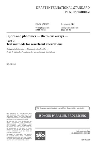 ISO/DIS 14880-2:2023 - Optics and photonics - Microlens arrays - Part 2 ...