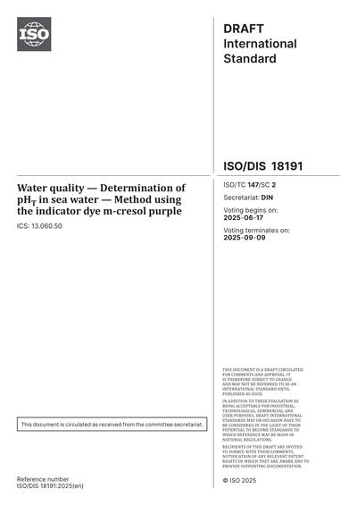 ISO/DIS 18191:2025 - Water quality - Determination of pHT in sea water ...