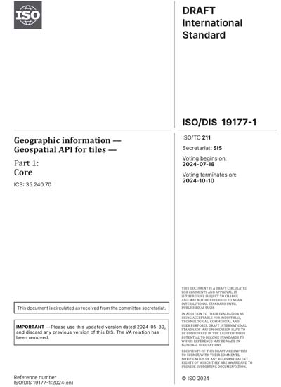 ISO/DIS 19177-1:2024 - Geographic information - Geospatial API for ...
