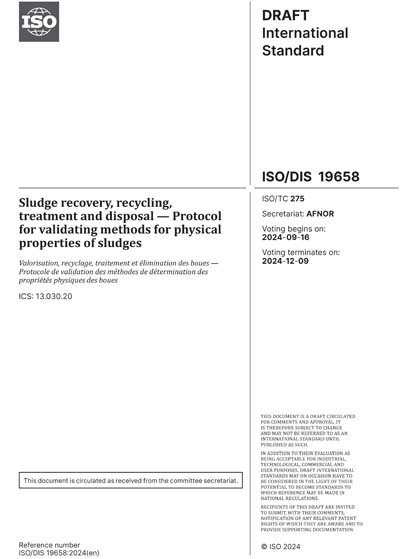 ISO/DIS 19658:2024 - Sludge recovery, recycling, treatment and disposal ...