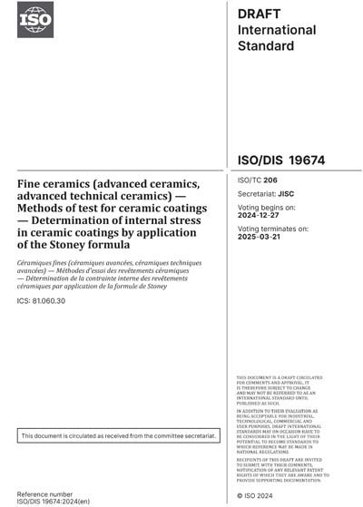 ISO/DIS 19674:2024 - Fine ceramics (advanced ceramics, advanced ...