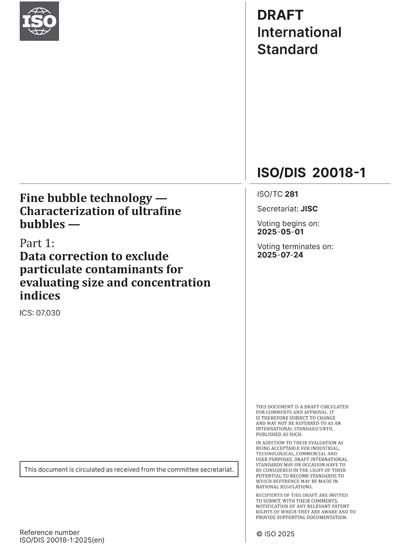 ISO/DIS 20018-1:2025 - Fine bubble technology - Characterization of ...