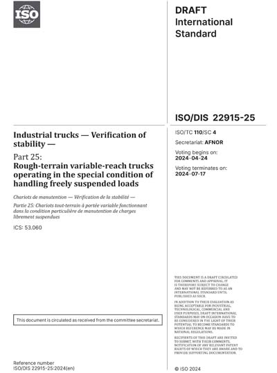 ISO/DIS 22915-25:2024 - Industrial trucks - Verification of stability ...