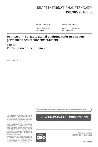 ISO/DIS 23402-3:2023 - Dentistry - Portable dental equipment for use in ...