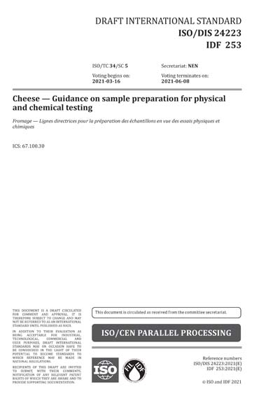 ISO/DIS 24223:2021 - Cheese - Guidance on sample preparation for ...