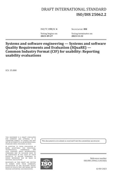 ISO/DIS 25062.2:2023 - Systems and software engineering - Systems and ...