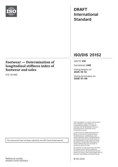 ISO/DIS 25152:2025 - Footwear - Determination of longitudinal stiffness ...