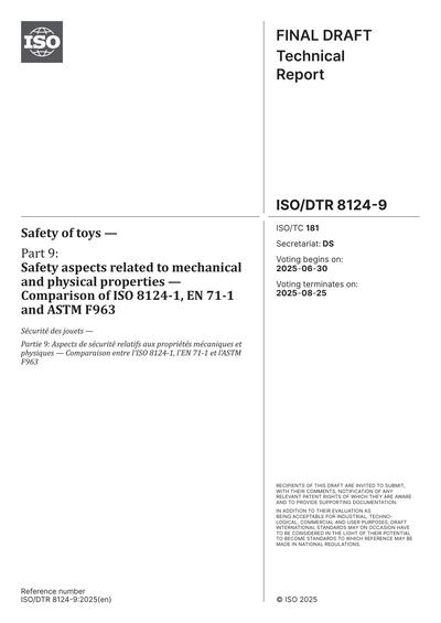 ISO/DTR FDIS 8124-9:2025 - Safety of toys - Part 9: Safety aspects ...