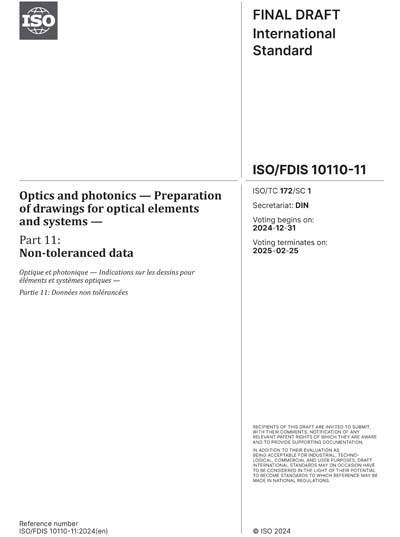 ISO/FDIS 10110-11:2024 - Optics and photonics - Preparation of drawings ...
