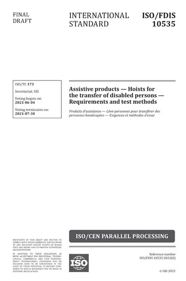 ISO/FDIS 10535:2021 - Assistive products - Hoists for the transfer of ...