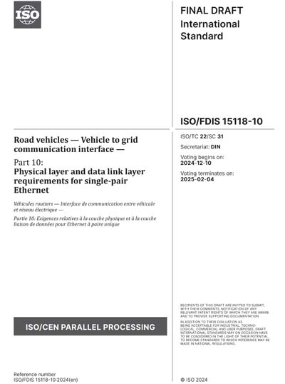 ISO/FDIS 15118-10:2024 - Road vehicles - Vehicle to grid communication ...