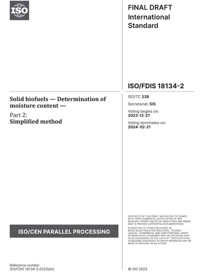 ISO/FDIS 18134-2:2023 - Solid biofuels - Determination of moisture ...