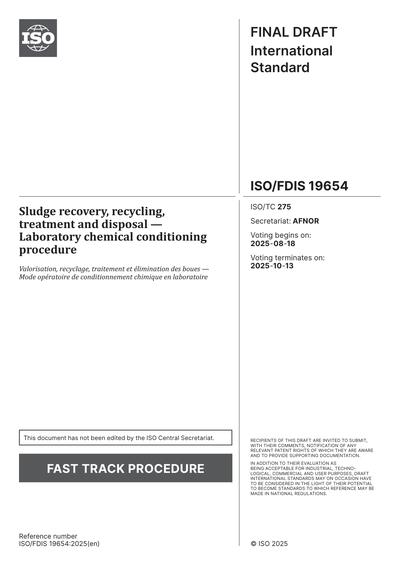 ISO/FDIS 19654:2025 - Sludge recovery, recycling, treatment and ...