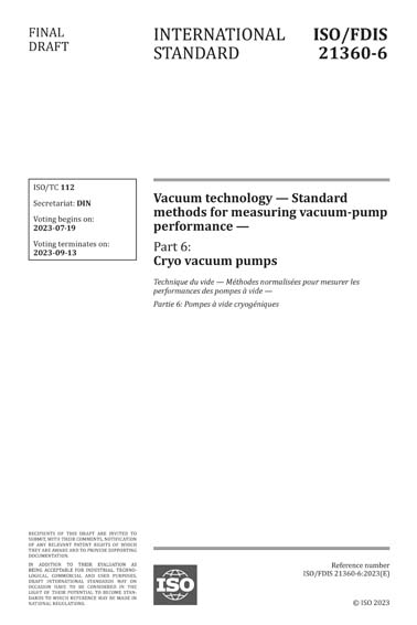ISO/FDIS 21360-6:2023 - Vacuum technology - Standard methods for ...