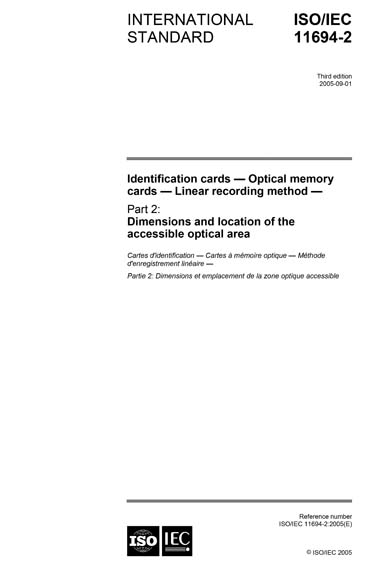 ISO/IEC 11694-2:2005 - Identification cards - Optical memory cards ...