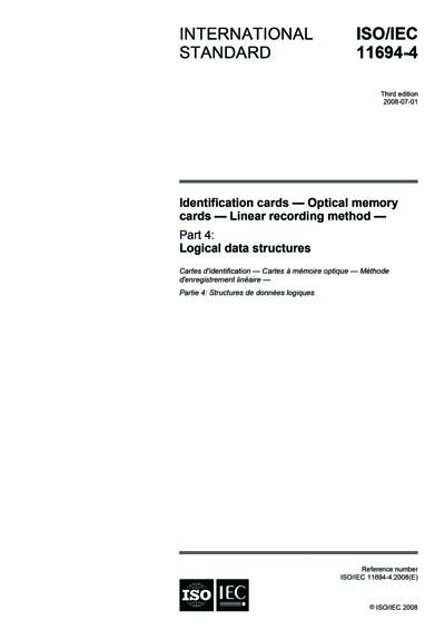 ISO/IEC 11694-4:2008 - Identification cards - Optical memory cards ...