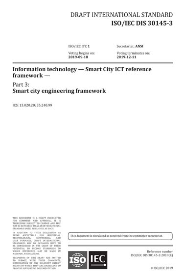 ISO/IEC DIS 30145-3:2019 - Information technology - Smart City ICT ...