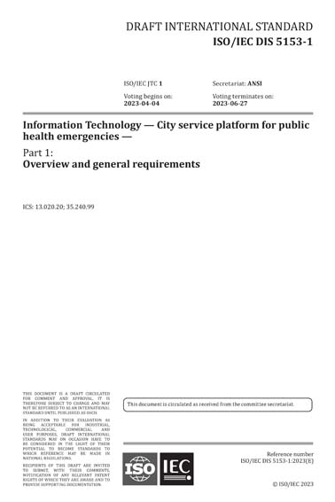 ISO/IEC DIS 5153-1:2023 - Information Technology - City service ...