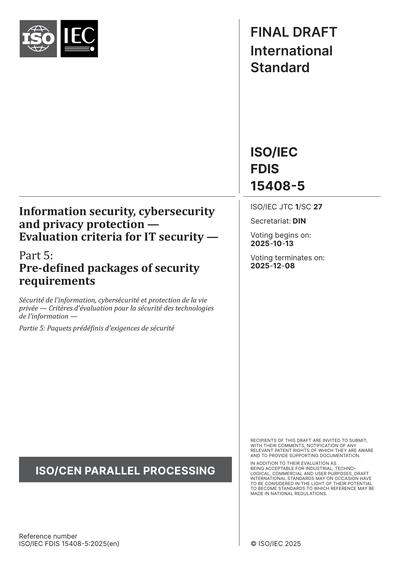 ISO/IEC FDIS 15408-5:2025 - Information security, cybersecurity and ...