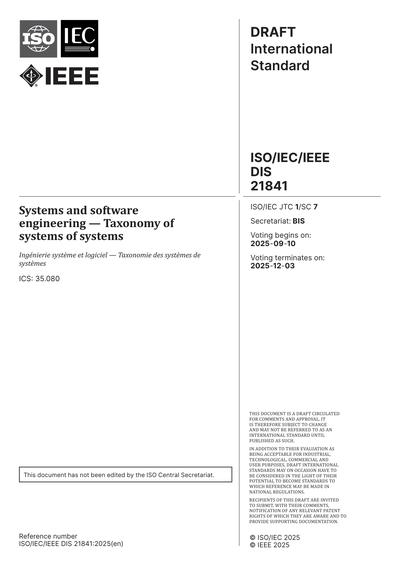 ISO/IEC/IEEE DIS 21841:2025 - Systems and software engineering ...