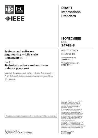 ISO/IEC/IEEE DIS 24748-8:2025 - Systems and software engineering - Life ...