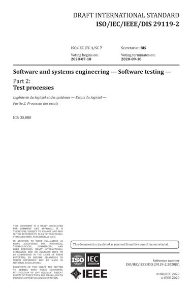 ISO/IEC/IEEE DIS 29119-2:2020 - Software and systems engineering ...