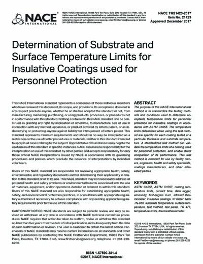 NACE TM21423-2017 - Determination of Substrate and Surface Temperature ...