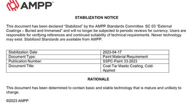 SSPC-Paint 33-2023 - Coal Tar Mastic Coating, Cold-Applied