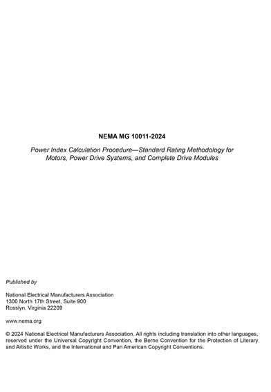 NEMA MG 10011-2024 - Power Index Calculation Procedure - Standard ...
