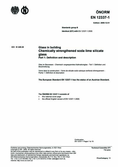 ONORM EN 12337-1:2000 - Glass in building - Chemically strengthened ...
