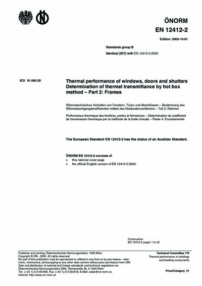 ONORM EN 12412-2:2003 - Thermal performance of windows, doors and ...