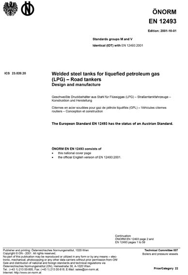 ONORM EN 12493:2001 - Welded steel tanks for liquefied petroleum gas ...