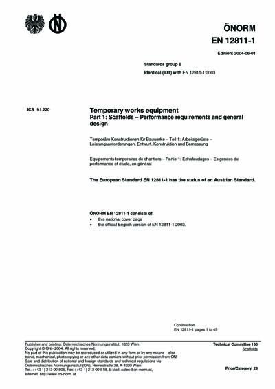 ONORM EN 12811-1:2004 - Temporary works equipment - Part 1: Scaffolds ...