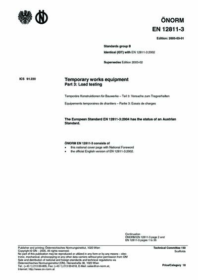ONORM EN 12811-3:2005 - Temporary works equipment - Part 3: Load ...