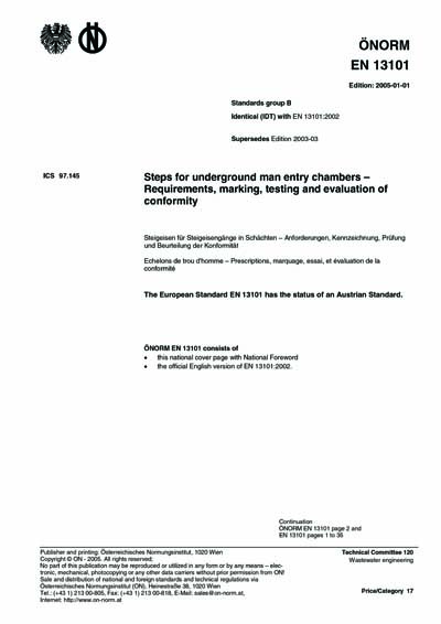 ONORM EN 13101:2005 - Steps for underground man entry chambers ...