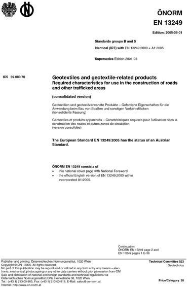 ONORM EN 13249:2005 - Geotextiles and geotextile-related products ...