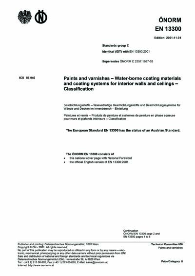 ONORM EN 13300:2001 - Paints and varnishes - Water-borne coating ...