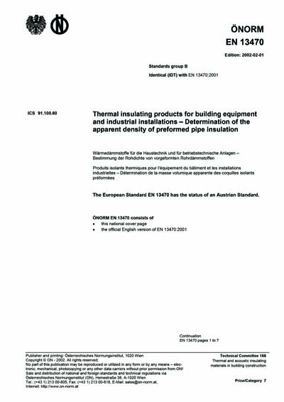 ONORM EN 13470:2002 - Thermal insulating products for building ...