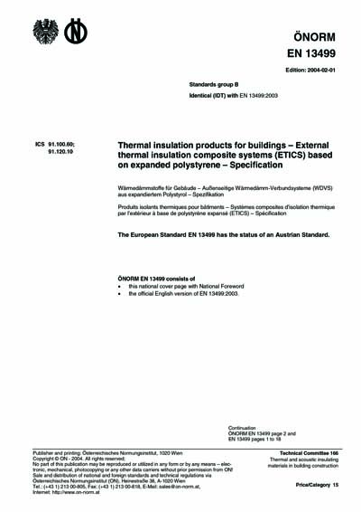ONORM EN 13499:2004 - Thermal insulation products for buildings ...