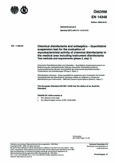 ONORM EN 14348:2005 - Chemical disinfectants and antiseptics ...