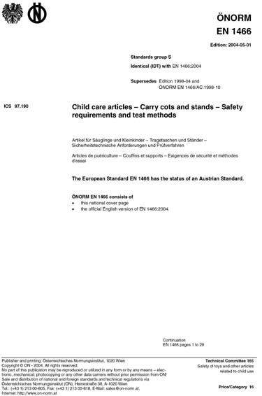 ONORM EN 1466:2004 - Child care articles - Carry cots and stands ...