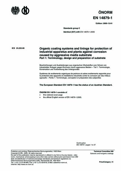 ONORM EN 14879-1:2005 - Organic coating systems and linings for ...