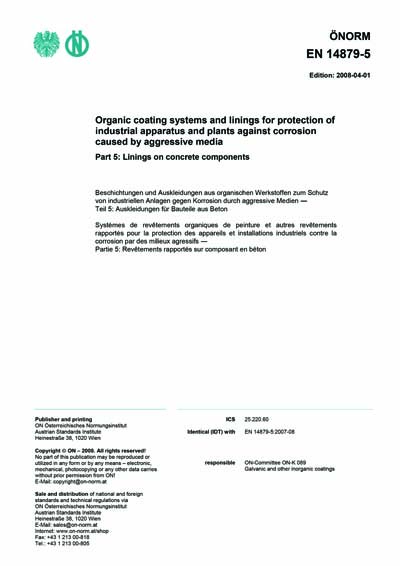 ONORM EN 14879-5:2008 - Organic coating systems and linings for ...