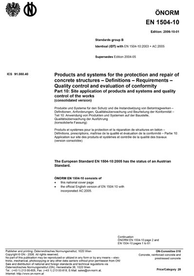 ONORM EN 1504-10:2006 - Products and systems for the protection and ...