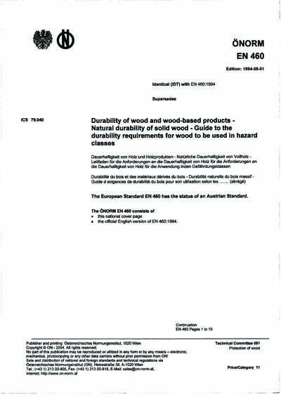 ONORM EN 460:1994 - Durability of wood and wood-based products ...