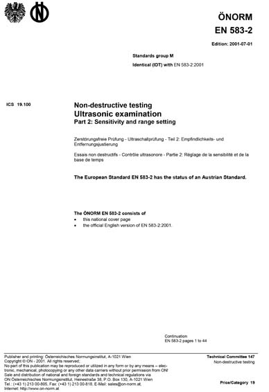 ONORM EN 583-2:2001 - Non-destructive testing - Ultrasonic examination ...