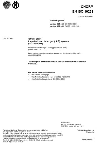 ONORM EN ISO 10239:2001 - Small craft - Liquefied petroleum gas (LPG ...